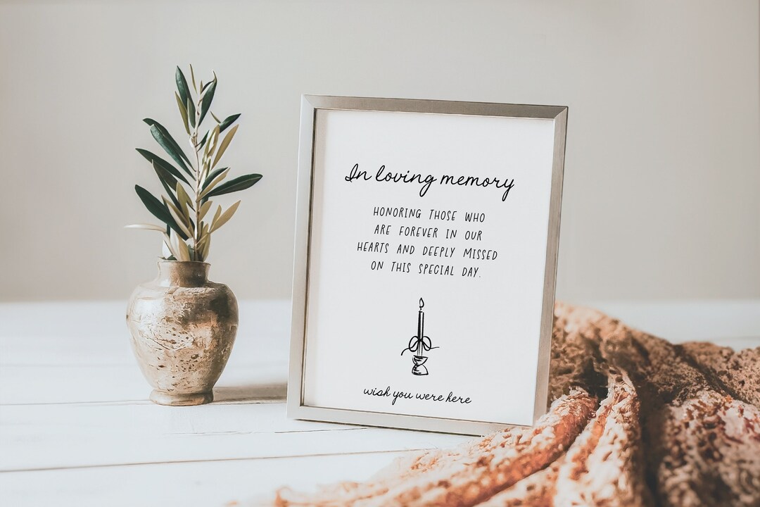 In Loving Memory Sign 8x10 Template, Memory Wedding Sign, Candle Simple ...