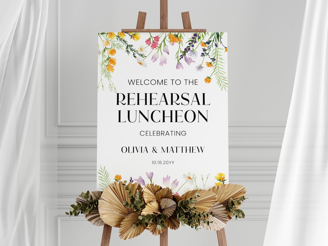 Rehearsal Luncheon Welcome Sign Template, Boho Floral Rehearsal Dinner ...