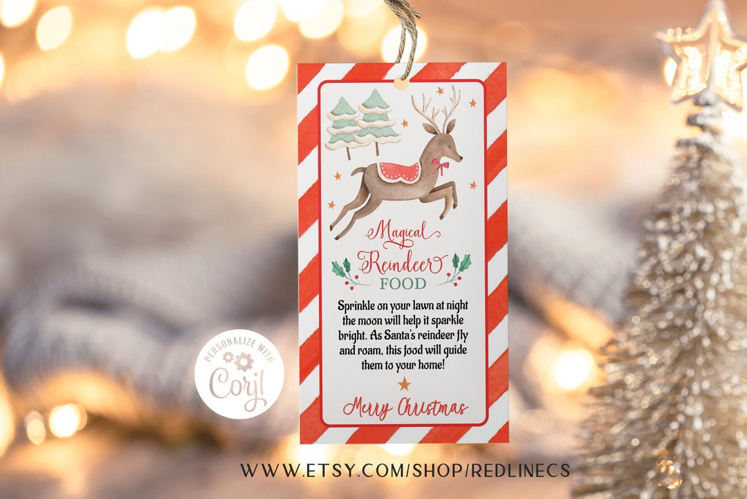 Editable Magical Reindeer Food Tag, Christmas Reindeer Food Tags ...