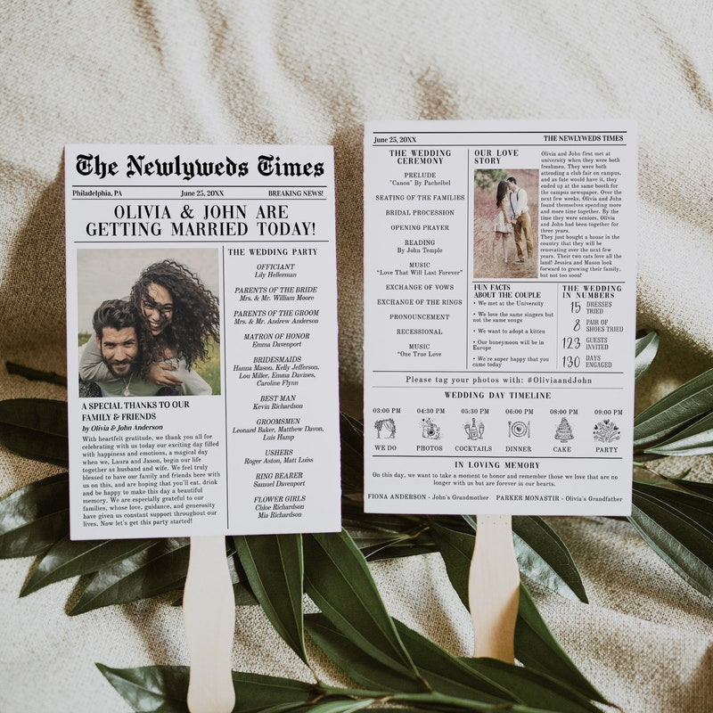 Newspaper Wedding Program - Etsy