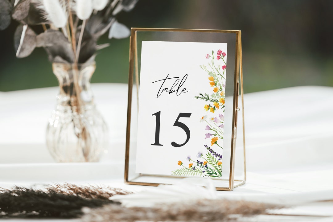 Wildflowers Table Numbers Printable, Boho Floral Table Cards ...