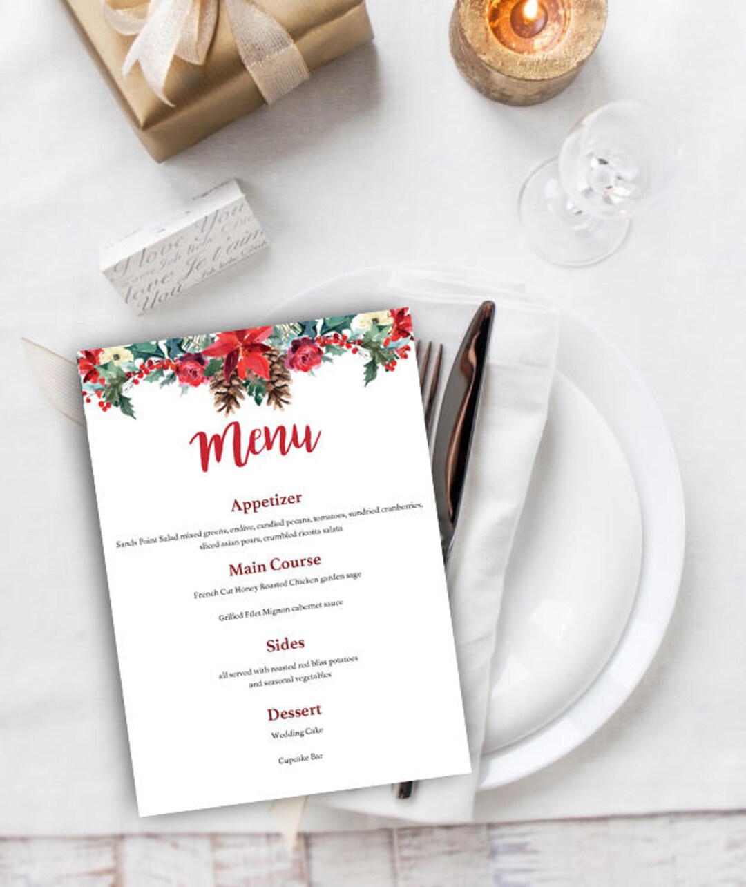 Winter Dinner Menu, Christmas Menu, Christmas Decoration, Editable Menu ...
