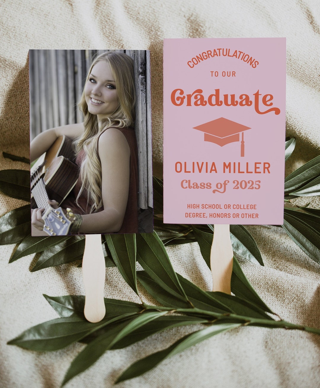 Retro Graduation Fan Template, Class of 2024 Graduation Decoration ...
