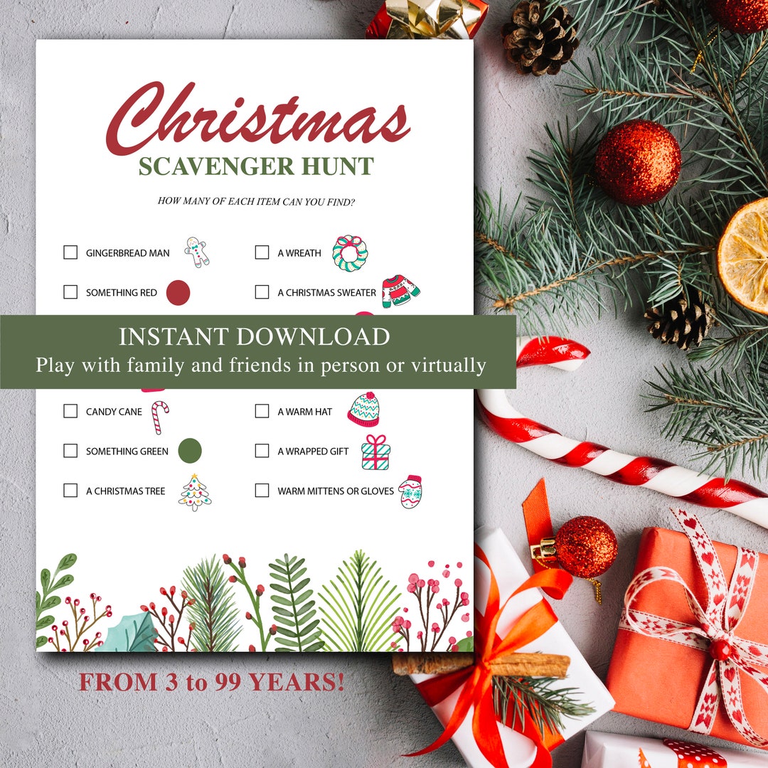 INDOOR Christmas Scavenger Hunt Games Printable, Holiday Indoor Fun ...