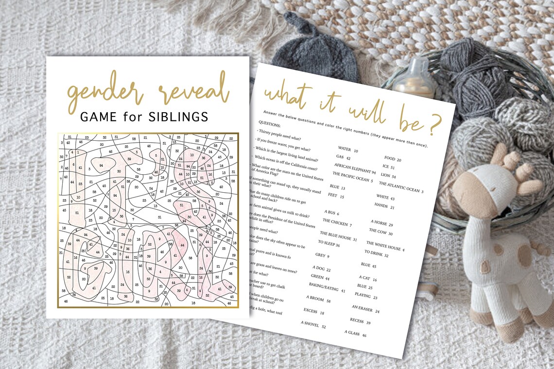It's a GIRL gender reveal game for siblings gender | Etsy