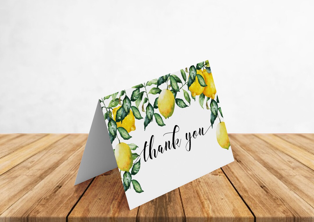 Lemons Thank You Card, Thank You Note, Baby and Bridal Shower Digital ...