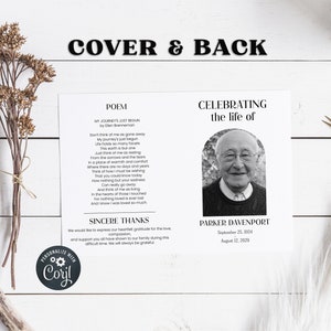 Minimalist Funeral Program Template, Modern Funeral Memorial Program ...