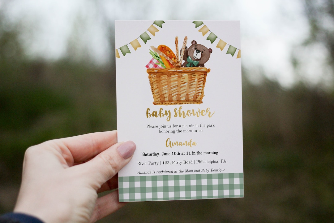Picnic Baby Shower Invitation, Garden Picnic Baby Shower Invite ...