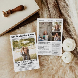 Newspaper Graduation Announcement Template, Graduation Invitation ...