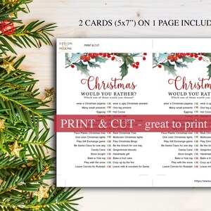 Would You Rather Christmas Game Printable, Holiday Party Fun, This or ...