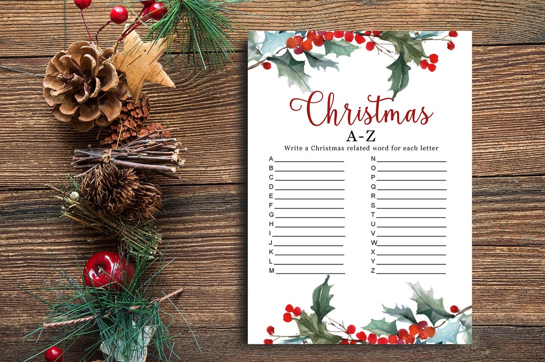 Christmas Word A-Z Game Printable, Holiday Party Fun, Christmas Word ...