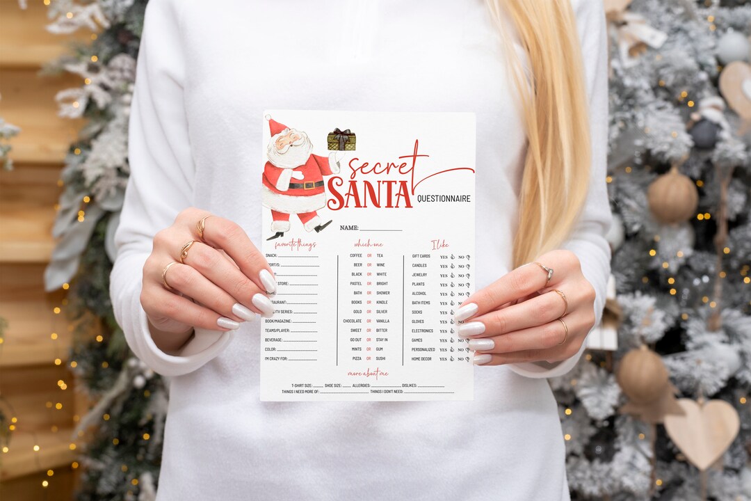 Editable Secret Santa Questionnaire Template for Work Office Family ...