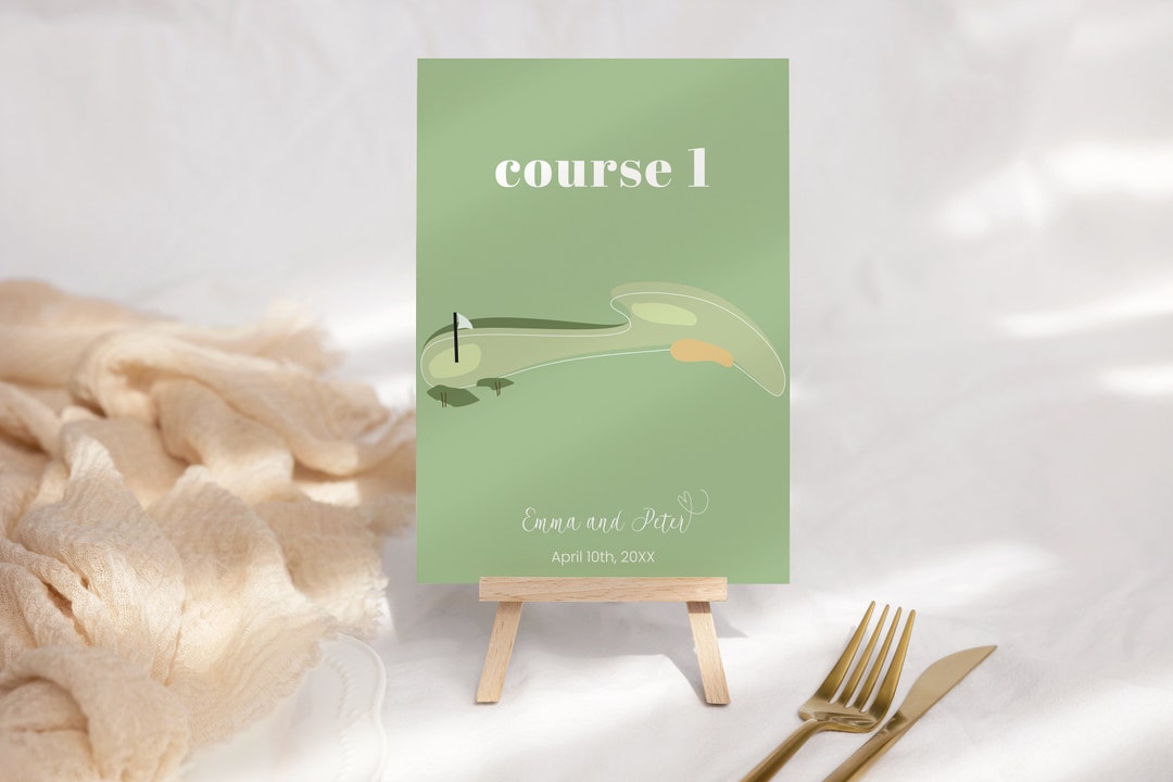 Golf Wedding Table Cards Template, Golf Courses Party Matching Cards ...