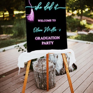 Neon Graduation Party Welcome Sign Template, Editable Welcome Sign ...