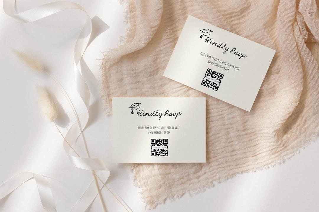 Graduation RSVP Card Template, Qr Code RSVP Enclosure Card, Trendy ...