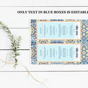 Mediterranean Tiles Menu Template, Portuguese Tiles Dinner Menu ...
