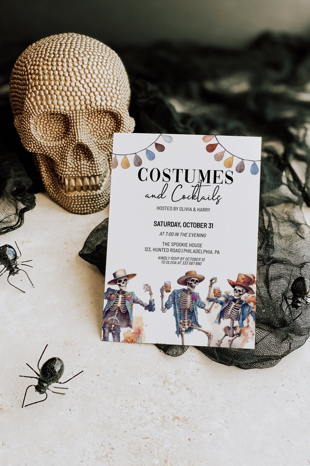 Costumes and Cocktails Halloween Unique Party Invitation Template ...