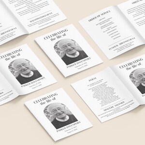Minimalist Funeral Program Template, Modern Funeral Memorial Program ...
