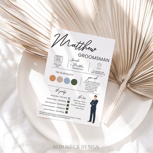 Groomsman Info Card Template, Groomsman Proposal Card, Best Man ...