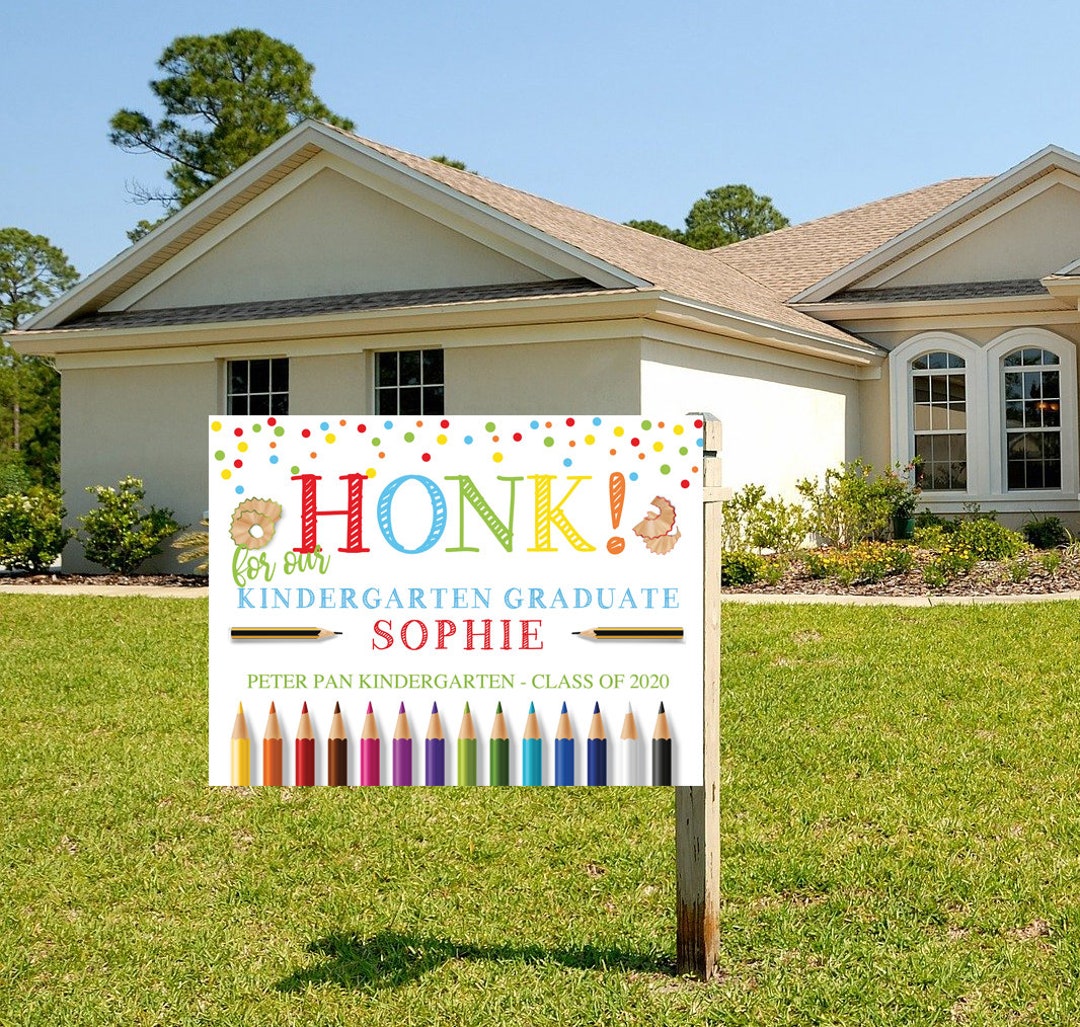 Colorful Kindergarten Graduation Yard Sign Printable, Rainbow Pencils ...