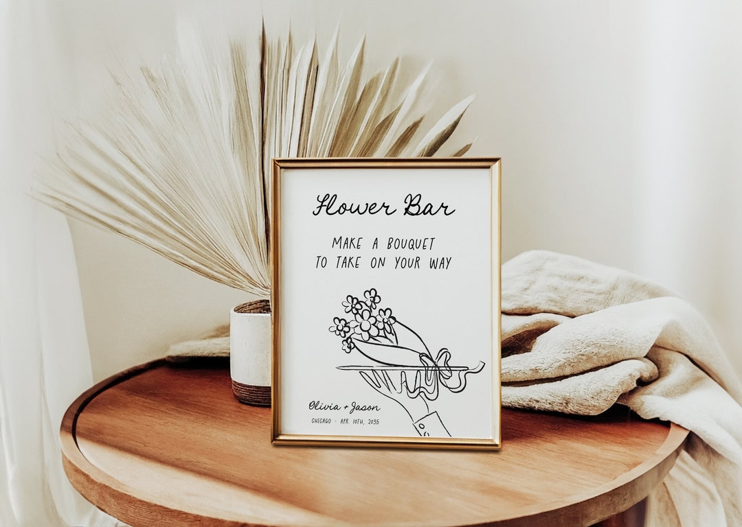 Flower Bar Sign, Whimsical Fancy Scribble, Floral Baby Shower Sign ...