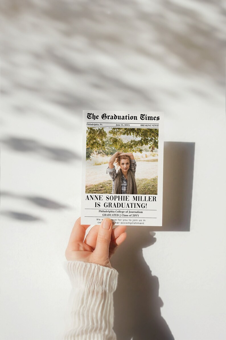 Newspaper Graduation Announcement Template, Graduation Invitation ...