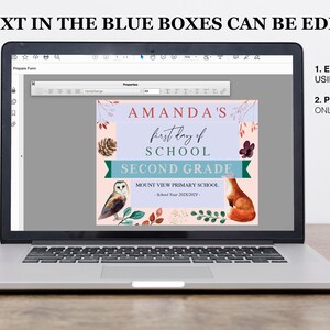 Woodland Boho First Day of School Sign Template, Forest Animals Back to ...