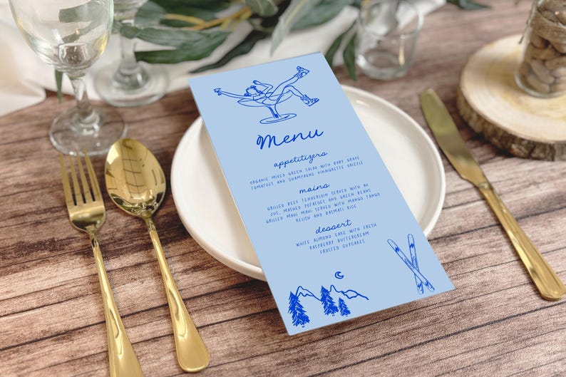 Winter Apres Ski Menu Card Template 4x9, Bachelorette Weekend Hen Party ...