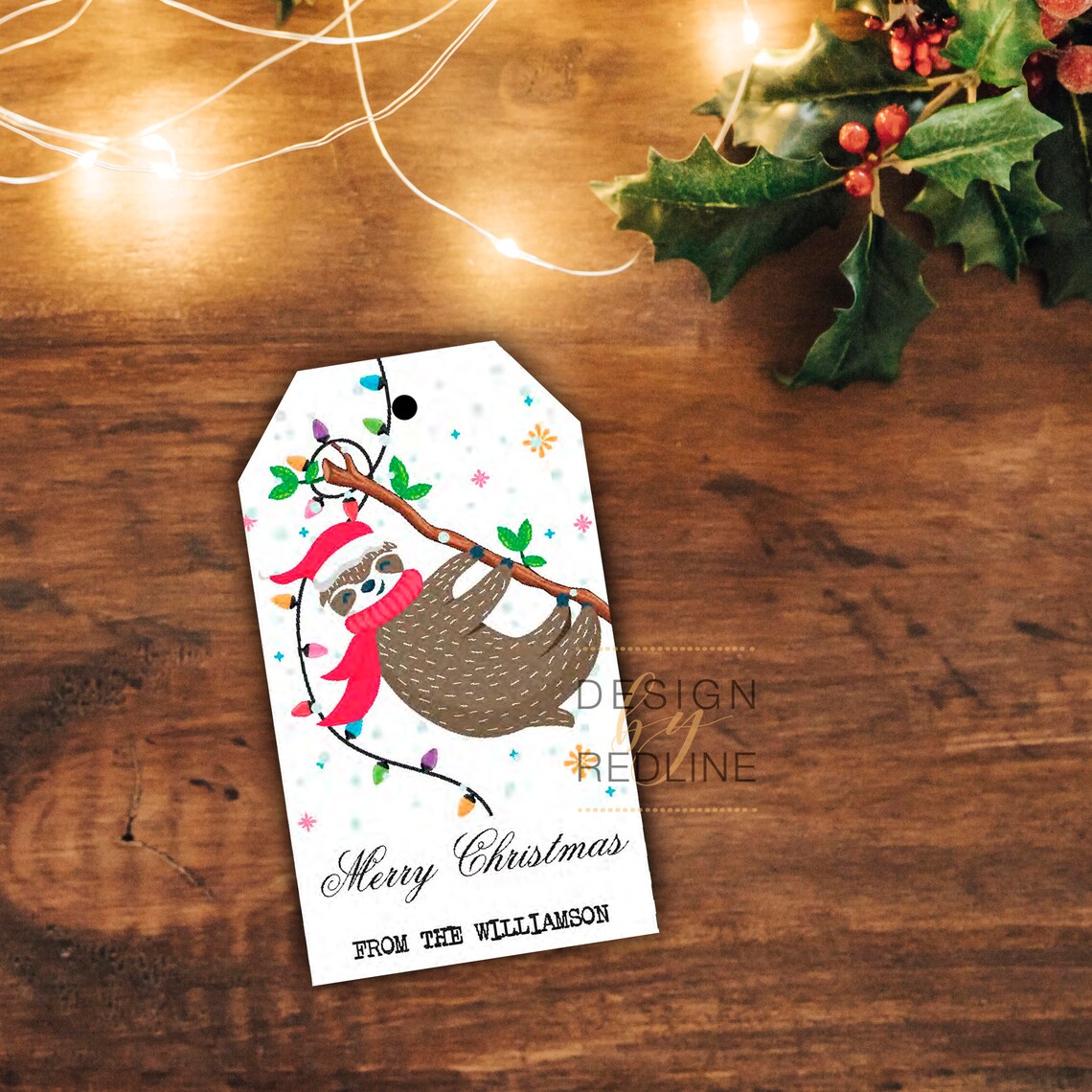 Sloth Christmas Gift Tag Printable, Personalized Slothmas Tags, Funny ...