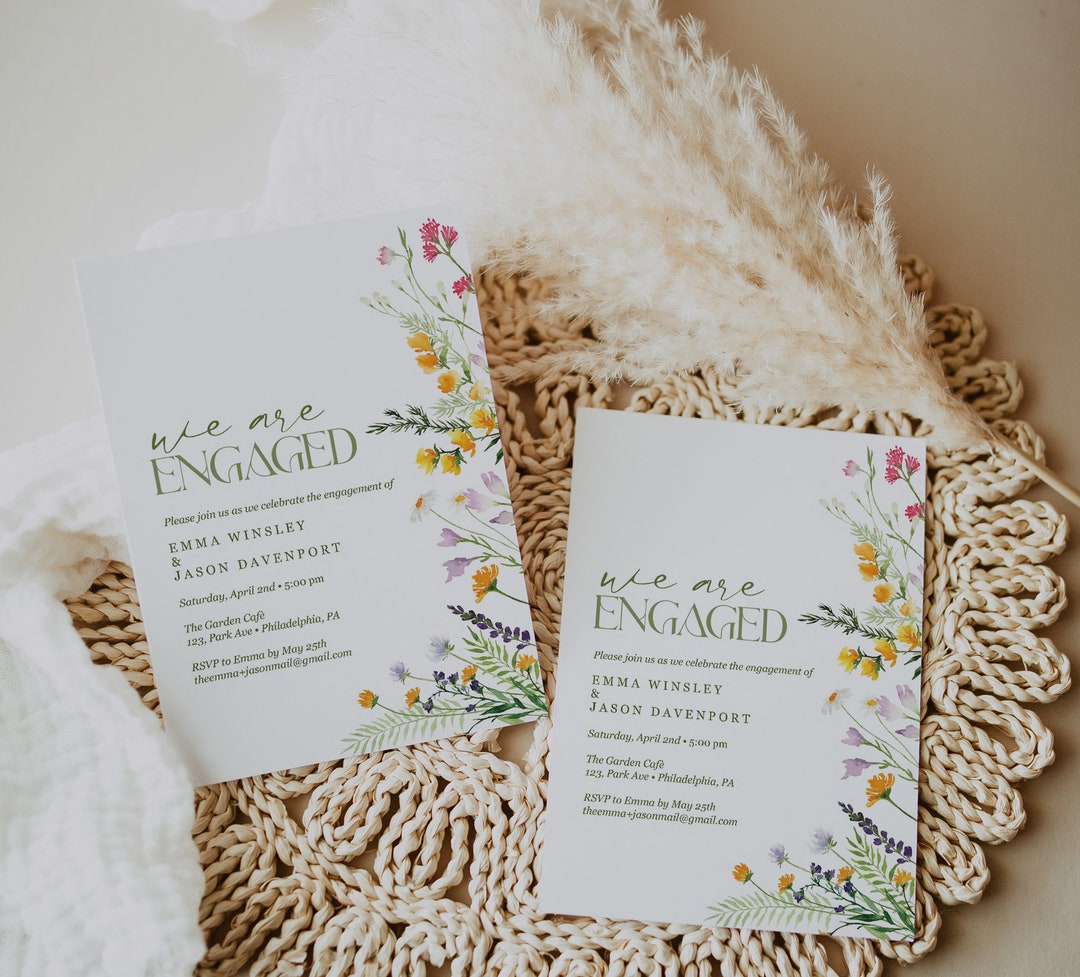 Wildflower Engagement Invitation Template, Boho Floral Engagement Party ...