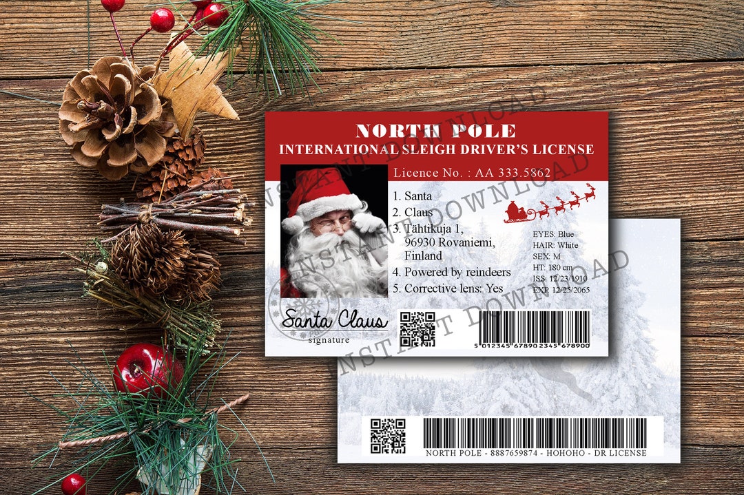 Santa Claus Driving License Digital File, Lost Stanta's License ...