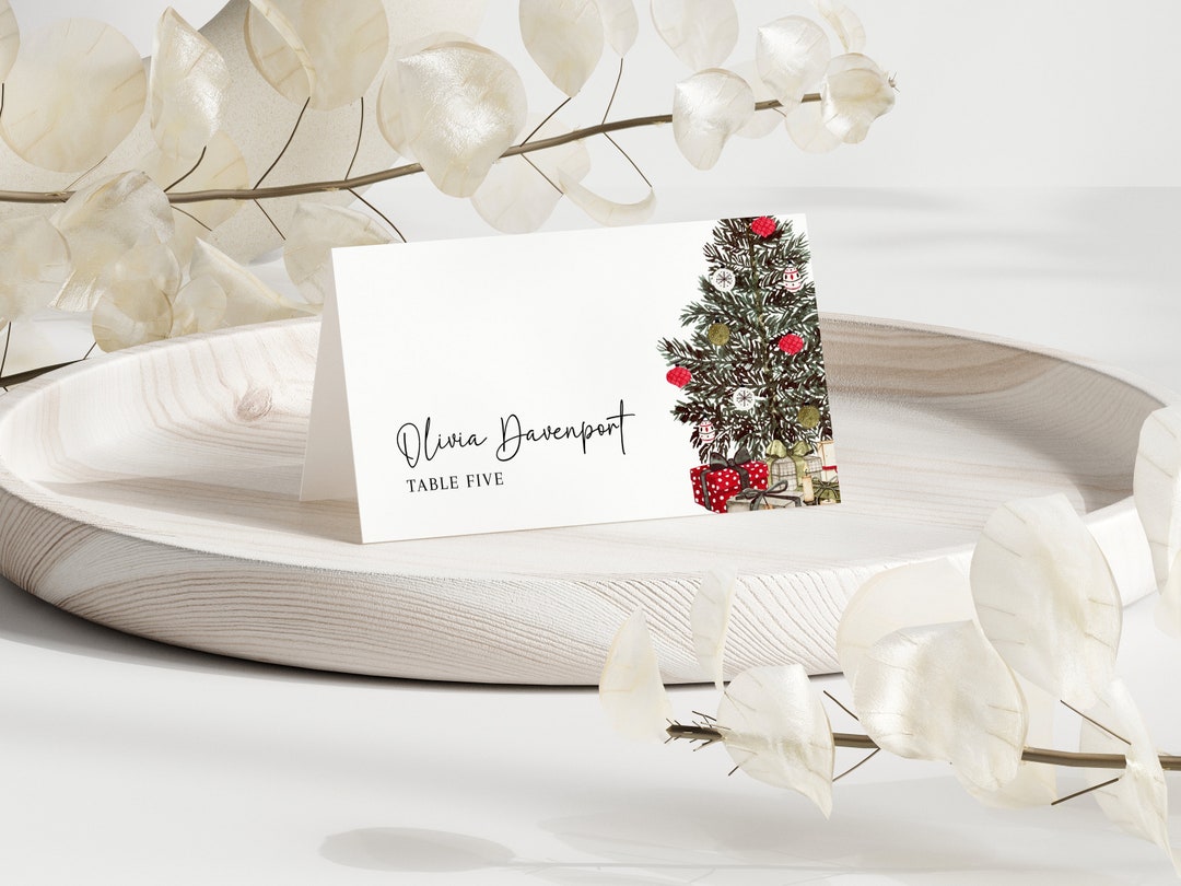 Christmas Dinner Place Card Template, Editable Christmas Place Card ...
