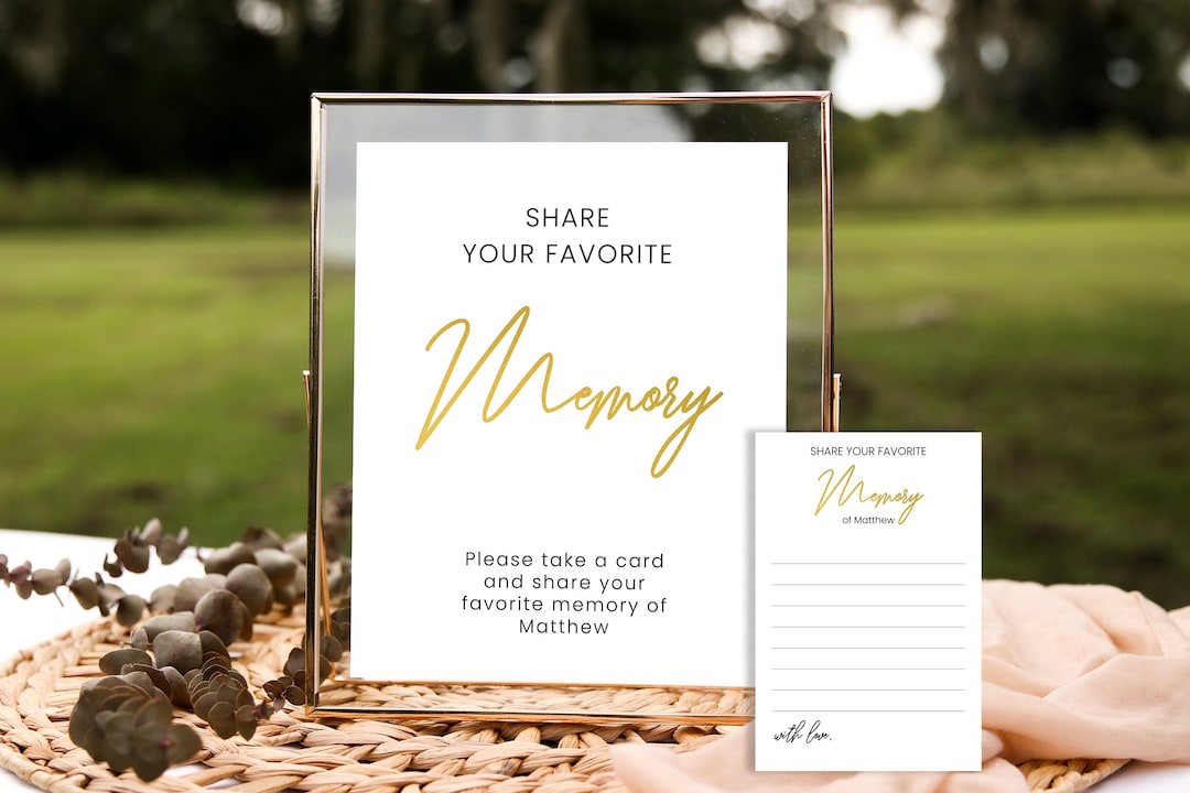 Share a Memory Card Template, Gold Personalized Favorite Memory ...