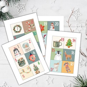 Advent Calendar Printable, Christmas Countdown Calendar Cards, Children ...
