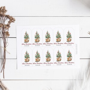 Christmas Gift Tags Printable, Watercolor Christmas Tree Personalized ...