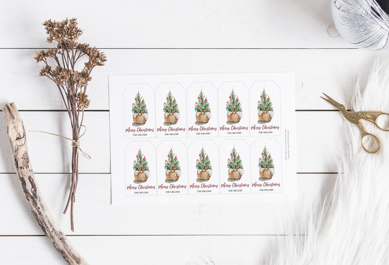 Christmas Gift Tags Printable Watercolor Christmas Tree - Etsy