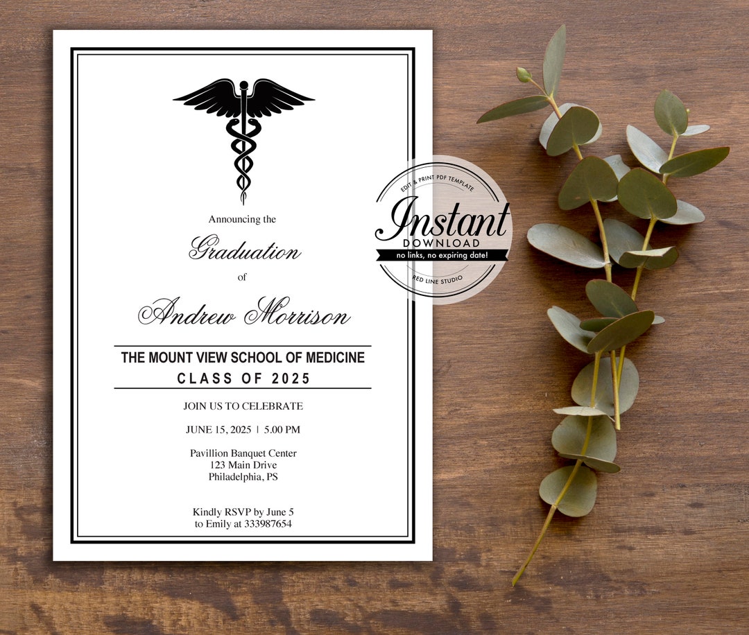 Doctor Graduation Announcement, Grad Party Invitation Printable ...