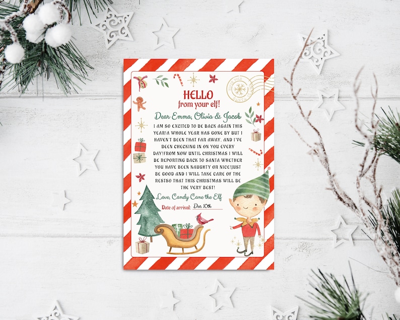 Elf Arrival Letter Letter From Elf Editable Elf Arrival Note - Etsy