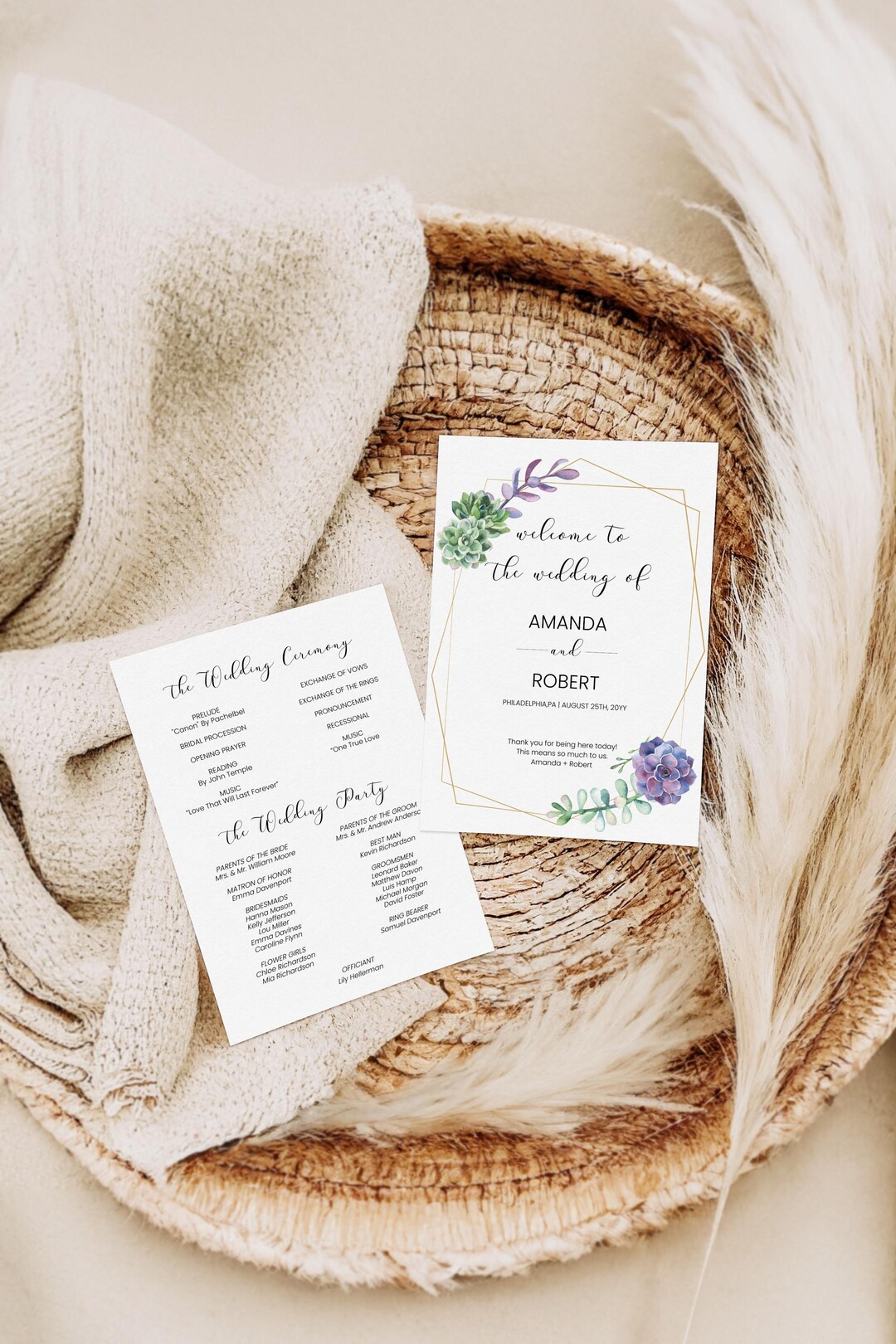 Wedding Program Template, Fully Editable Tempalte, Favor Ideas for ...