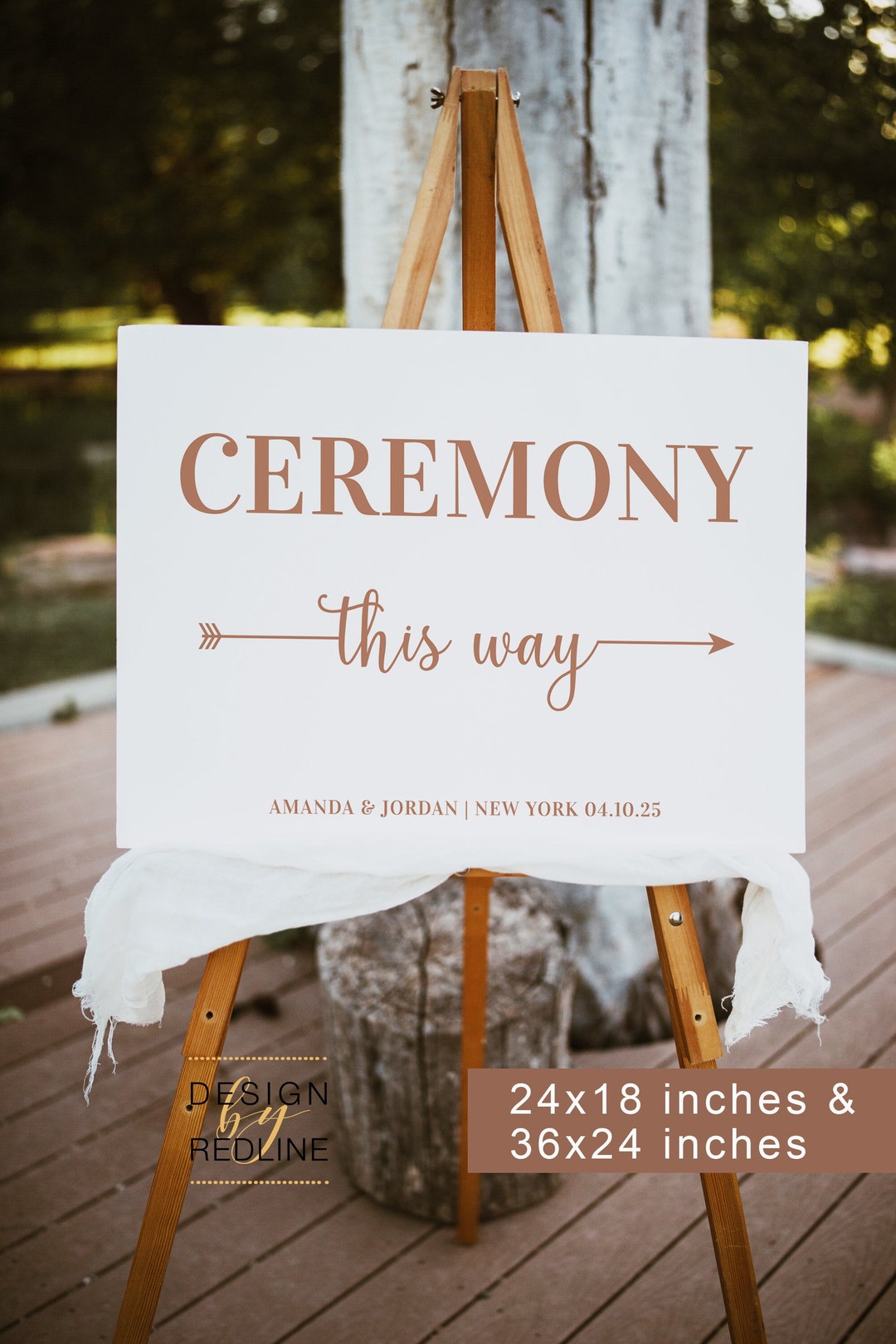 EDITABLE Wedding Direction Sign Template, Calligraphy Ceremony This Way ...