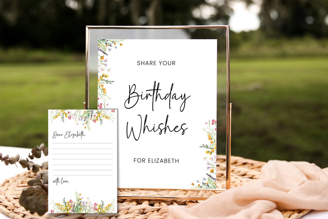 Wildflowers Birthday Wishes for Her, Modern Birthday Game Printable ...