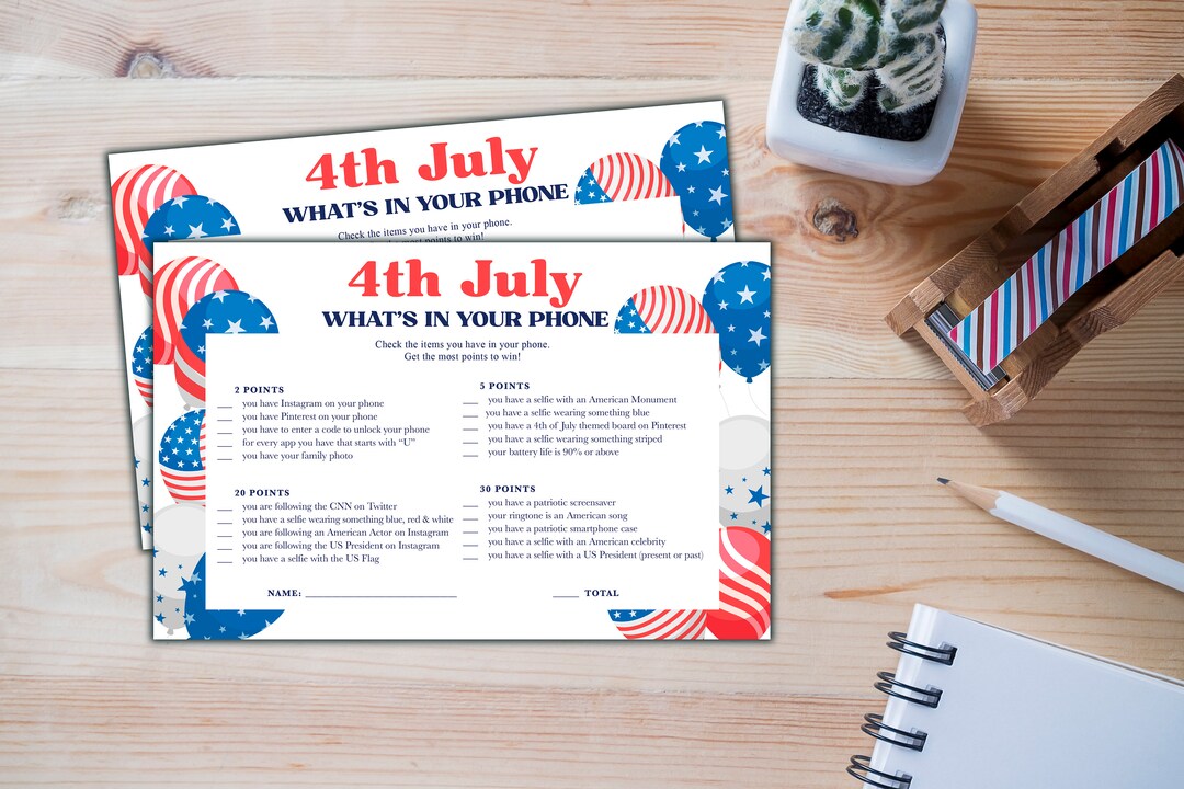 4th of July Phone Game Printable, Independence Day Edition What's in ...