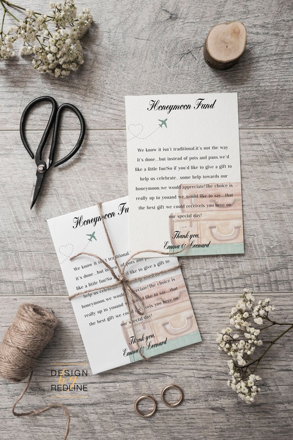 Honeymoon Wish Card Template Honeymoon Fund Request Card - Etsy