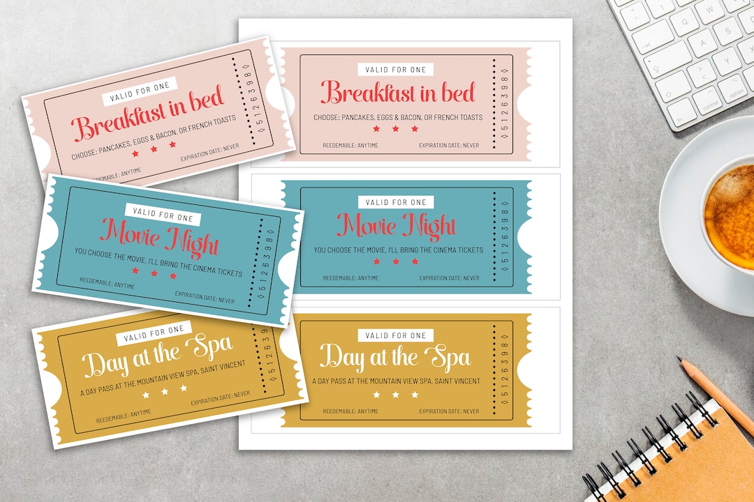 Retro Editable Coupon Template, Printable Birthday Coupons, Anniversary ...
