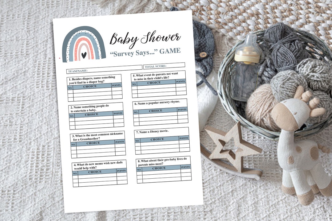 Baby Shower Game Printable, Survey Game for Virtual Baby Shower or in ...
