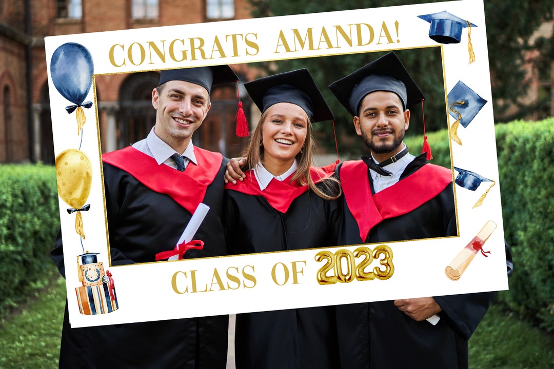 2023 Graduation Photo Prop Frame Printable, Gold and White Grad Photo ...