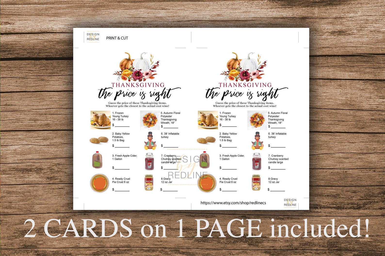 Thanksgiving the Price is Right Game Printable, Price Fun Game Instant ...