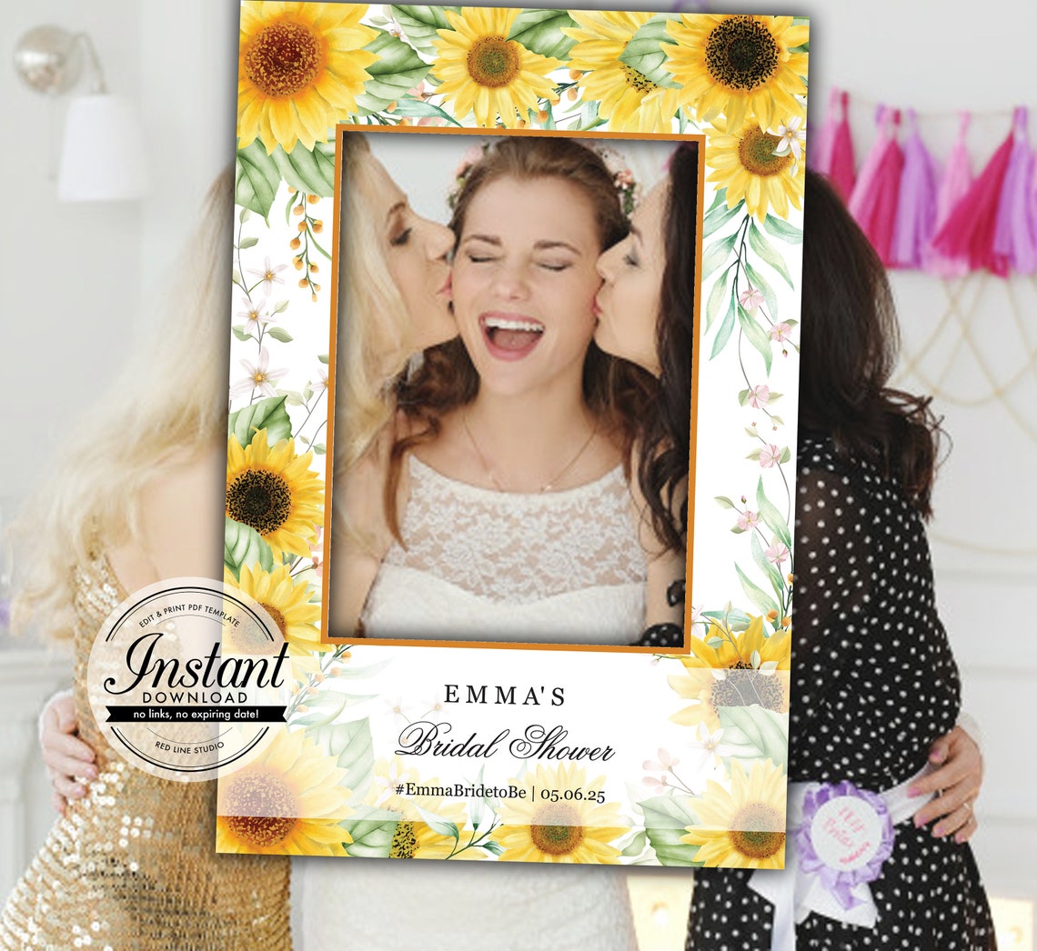 Sunflowers Photo Prop Frame Template, Photo Booth Props Printable ...