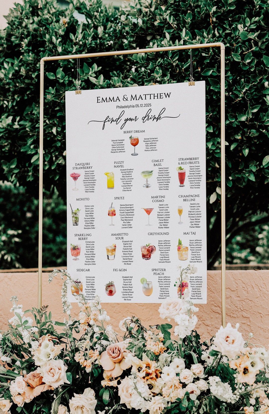 Cocktails Wedding Seating Chart Sign, Drinks Seating Table, Tableau De ...
