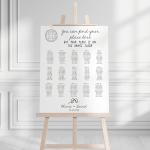 Wedding Seating Chart Template, Disco Ball 70s Themed, Yoour Place is ...